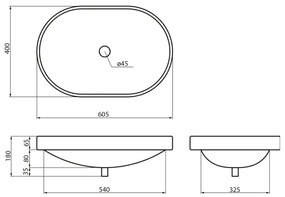 Sapho - Zápustné umyvadlo LIMA 60x40 cm keramika/bílá