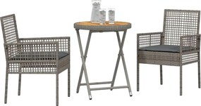 Zahradní bistro set 3 ks Šedá polyratan 3334968