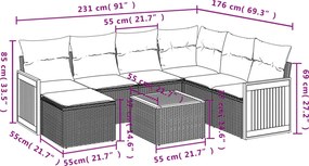 8dílná zahradní sedací souprava s poduškami béžová polyratan 3260295
