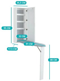 Nástěnná skříňka se zrcadlem a výklopným žehlícím prknem