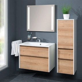 Mereo Mereo, Opto, koupelnová skříňka s keramickým umyvadlem 81 cm, bílá, dub, bílá/dub, černá, CN911