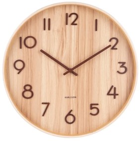 Světle hnědé nástěnné hodiny z lipového dřeva Karlsson Pure Medium, ø 40 cm