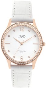 Dámské čitelné elegantní náramkové hodinky JVD J4175.1 se zirkony na lunetě