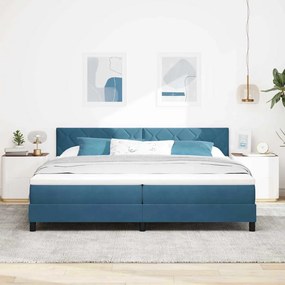 Postel s boxspringem s čelo Tmavě modrá 200 x 200 cm samet 3339264