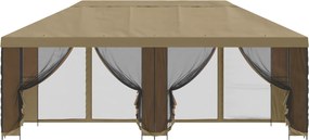 Zahradní altán se stěnami 6 x 3 m Béžová Polyester a ocel 3376019
