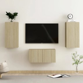 vidaXL 3dílný set TV skříněk dub sonoma kompozitní dřevo