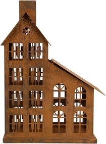 Rezavý svícen ve tvaru domku Rustic Charm - 22*11*32 cm