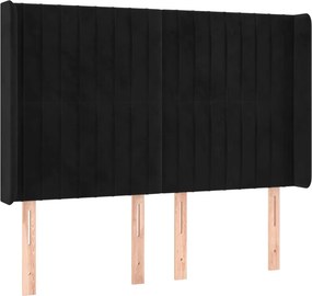 Box spring postel s matrací a LED černá 140x200 cm samet 3139687