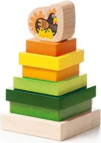 CUBIKA 15276 Barevná pyramida se slepičkou - dřevěná skládačka / 8 díl