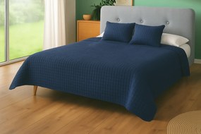 TP Přehoz na postel s povlaky na polštářky 220x240 + 2x 40x40 Tmavě modrá