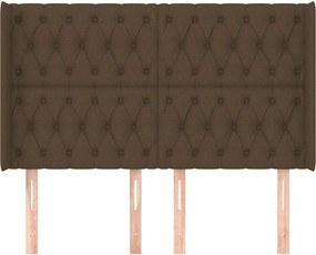 Čelo postele typu ušák tmavě hnědé 147x16x118/128 cm textil 3119917