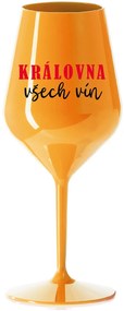 KRÁLOVNA VŠECH VÍN - oranžová nerozbitná sklenice na víno 470 ml