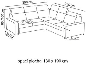 Sedací souprava PEDRO L | 250x250 cm | L | rozkládací + úložný prostor | polohovatelné záhlavníky | VÝBĚR TKANIN