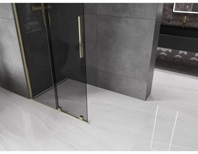 Mexen Velar, sprchová zástěna s posuvnými dveřmi Walk-in 70 x 200 cm, 8mm šedé sklo, zlatá lesklá, 871-070-000-43-50