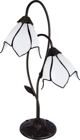 Bílá stolní lampa Tiffany Folwia White - 35*18*61 cm E14/max 2*25W
