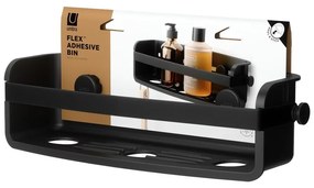 Černá plastová koupelnová polička bez vrtání Flex Adhesive – Umbra