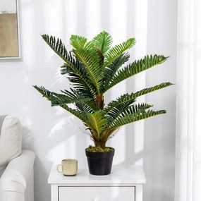 HOMCOM Umělá palma 85 cm s 18 velkými realistickými listy včetně květináče