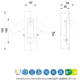 Mantra 6820 Gokova, bílé nástěnné svítidlo LED 3W 210lm 3000K, výška 16,5cm