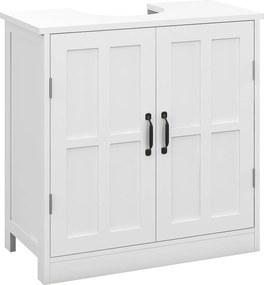 Kleankin Koupelnová Skříňka Pod Umyvadlo s Dvěma Dveřmi a Nastavitelnou Policí, Nosnost 20 kg, 60x30x60 cm, Bílá | Aosom