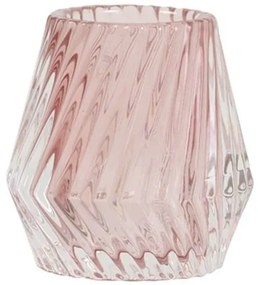 Růžový skleněný svícen Keanu pink - Ø 8,5*8,5 cm