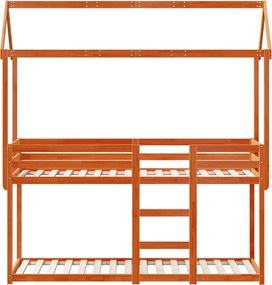 Patrová postel se střechou voskově hnědá 90x200 cm borové dřevo 3282118