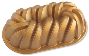 Nordic Ware 75th Anniversary Braided forma na chlebíček, 6 cup zlatá, 96077