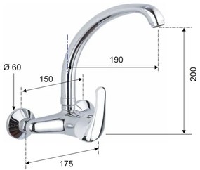 Aqualine - Dřezová baterie KASIOPEA 20 cm lesklý chrom
