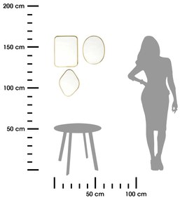 Zrcadlo Mira, zlaté, sada 3ks