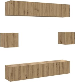 Sada 6 kusů nástěnné TV skříňka dub artisan kompozitní dřevo 3328990