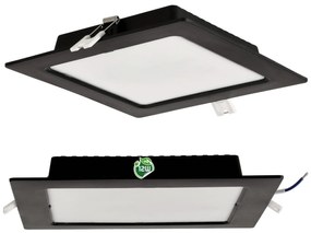 BERGE Čtvercový LED panel zapuštěný - černý - 12W - PC - neutrální bílá