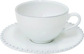 Bílý kameninový hrnek s podšálkem Costa Nova Pearl, 250 ml