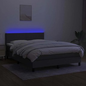 Box spring postel s matrací a LED tmavě šedá 140x200 cm textil 3132998