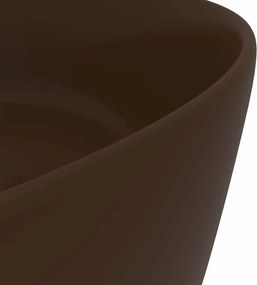 Luxusní umyvadlo kulaté matné tmavě hnědé 40 x 15 cm keramické 147017