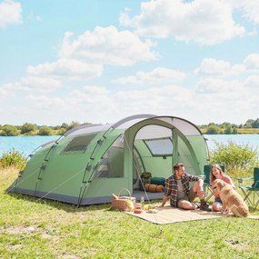 Tunelový stan Rodinný stan pro 4 osoby se 2 kabinami na spaní Markýza 4 okna Podlážka Výška stání 3000 mm vodního sloupce