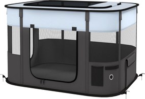 PawHut Ohrádka pro štěňata s dveřmi a okny, skládací ohrádka, prodyšná síťovina, pro malé psy do 10 kg a drobné zvířata, vnitřní a venkovní, 94 x 74 x