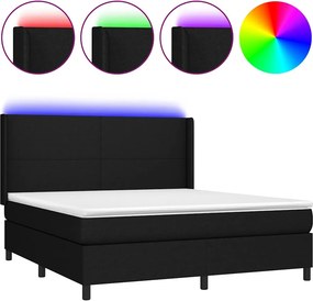 Box spring postel s matrací a LED černá 160x200 cm textil 3138167