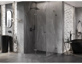 Mexen Lunar-F, sklápěcí sprchový kout levý 90 x 70 cm, 8mm čiré sklo, profil grafit broušený, 836-090-070-66-00-L