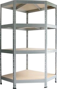 AR Shelving Vysokozátěžový rohový regál se 4 policemi Rivet, 180 x 90 x 90 x 45 cm