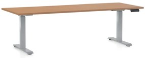 Výškově nastavitelný stůl OfficeTech D, 200 x 80 cm, šedá podnož, buk
