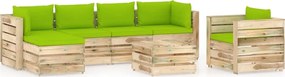 vidaXL 7dílná zahradní souprava s poduškami zeleně impregnované dřevo [3068468] Barva: béžová a šedá