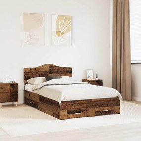 Rám postele s čelo Staré dřevo 120 x 190 cm Kompozitní dřevo 3413227