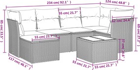 7dílná zahradní sedací souprava a podušky světle šedá polyratan 3249801