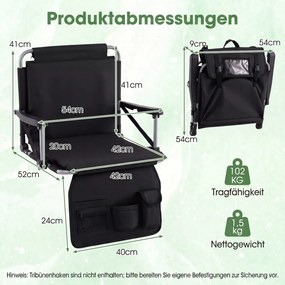 Costway Sada 2 přenosných stadionových sedáků s opěradlem skládací bělicí židle
