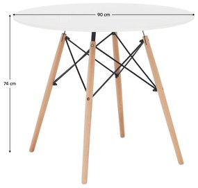 Kondela Jídelní stůl, bílá/buk, průměr 90 cm, GAMIN 2 NEW 90