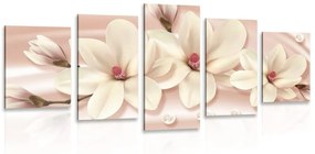 5-dílný obraz luxusní magnolie s perlami Varianta: 100x50