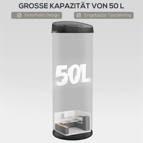 HOMCOM 50litrový senzorový odpadkový koš s funkcí Soft-Close, bezdotykový odpadkový koš z nerezové oceli pro hygienické kuchyně