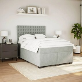 Box spring postel s matrací světle šedá 160x200 cm samet 3293266