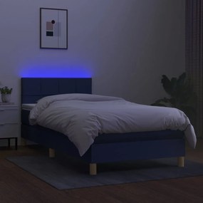 Box spring postel s matrací a LED modrá 90x190 cm textil 3133683