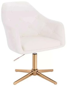 LuxuryForm DESIGN Otočné křeslo ANDORA na zlatém kříži - bílé