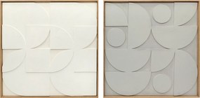 HOMCOM Dekorace stěn 3D sada 2 geometrických nástěnných dekorací Moderní nástěnná dekorace obývacího pokoje, chodby, 80 x 3,5 x 80 cm, bílá